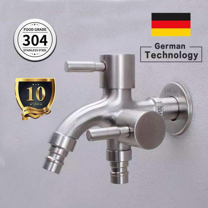 304 stainless steel 1 in 2 out dual head bidirectional faucet, one ...