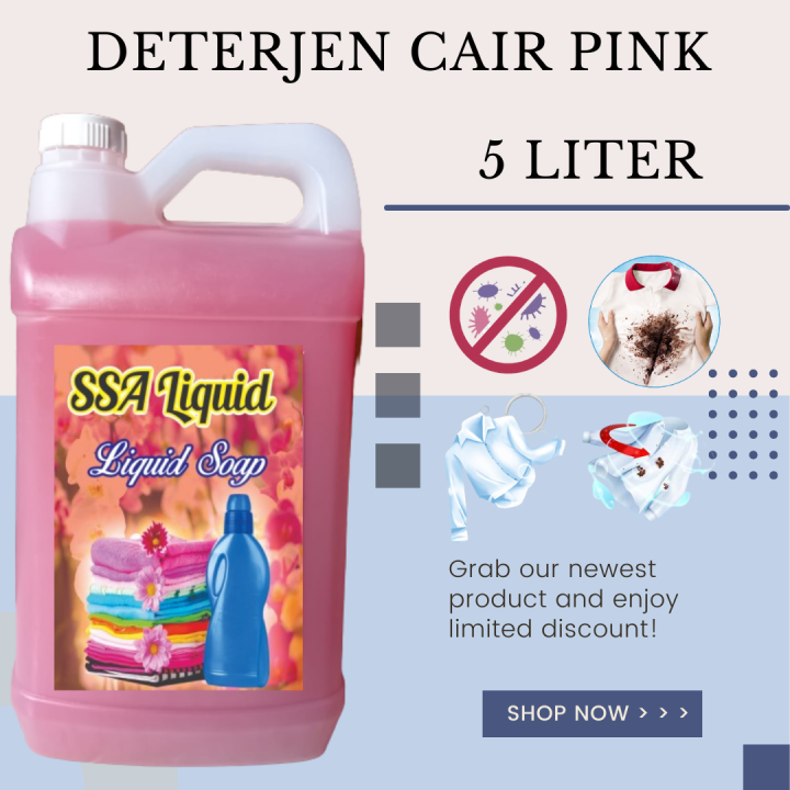 deterjen cair Pink 5 liter cocok buat rumah tangga dan Laundry | Lazada ...