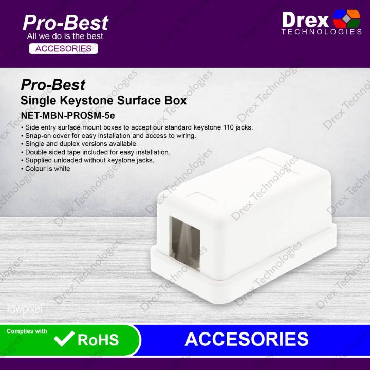 Probest 1-Port / 1-gang Surface Mounting Box for Modular Keystone Jack ...