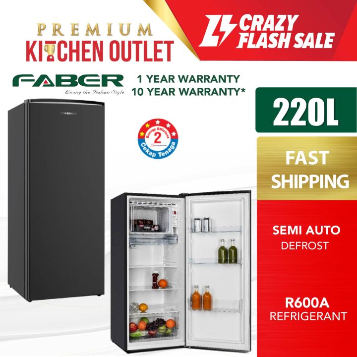 【Own Truck Delivery】Faber 220L Single Door Refrigerator | Semi Auto ...