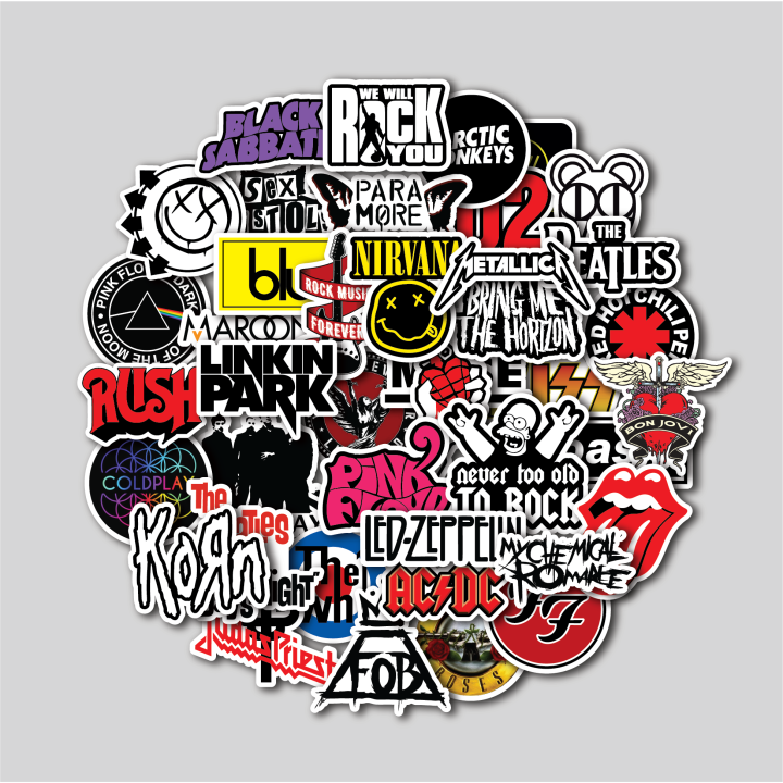 Sticker Rock Bands, Stiker Band rock, Sticker Helm, Sticker Laptop ...