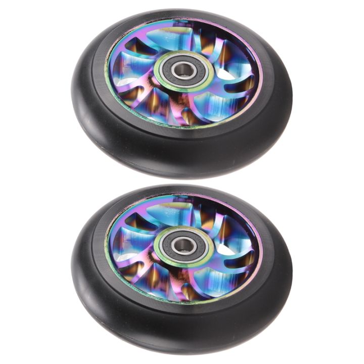 2 Pcs 100Mm Scooter Replacement Wheels with Bearing Stunt Scooter Pu ...