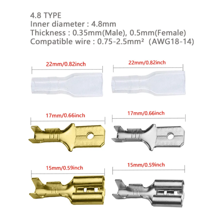 【BBTFS】 Box Male Female Wire Connector 2.8/4.8/6.3MM Crimp Terminals ...