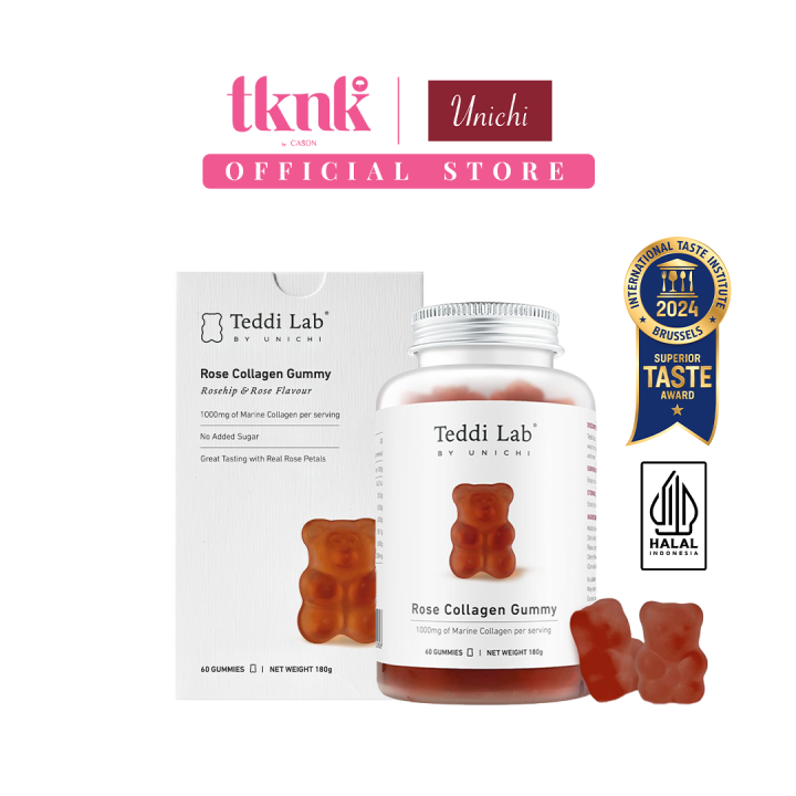 [Indonesia Halal Certified] Unichi Teddi Lab Rose Collagen Gummy | Lazada