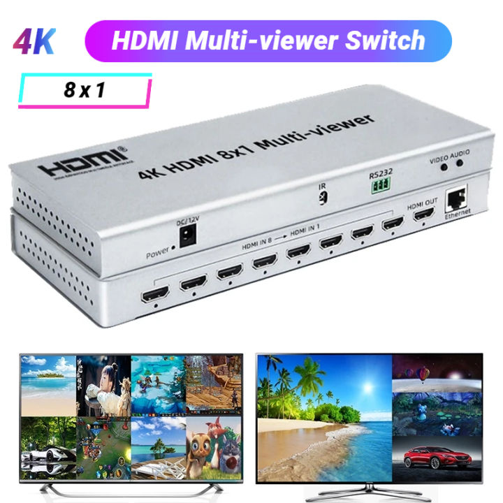 4K HDMI Multi-viewer Switch 8x1 HDMI 8 Channel Video Seamless Switch ...