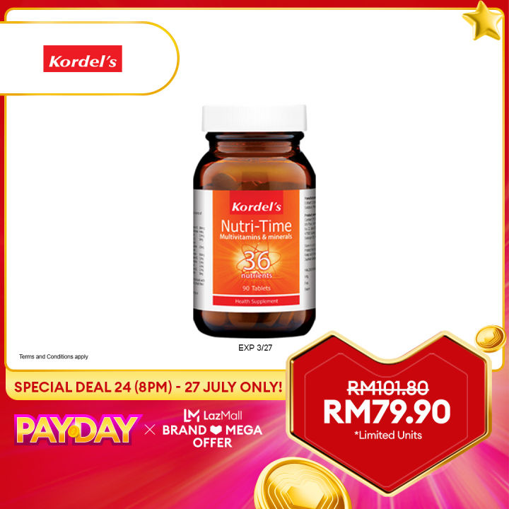 (Exp 3/27) Kordel's Nutri-Time Multivitamins and Minerals 90 tablets Comprehensive Daily ...