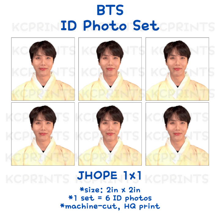 BTS ID PHOTO SET 2x2 inches Passport Size 30mm x 40mm RM Jin Suga Jhope ...