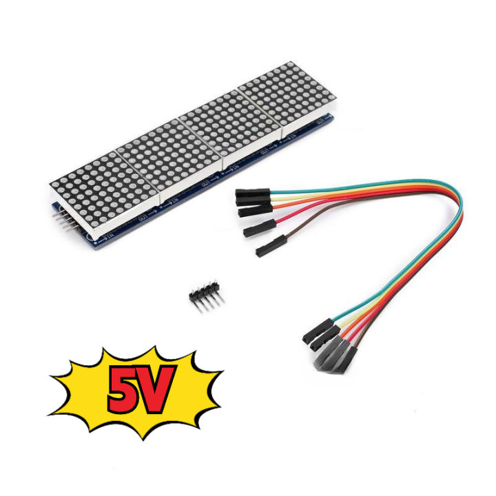 MAX7219 4-in-1 Dot Matrix Display Module, 8x8 LED Red Light Panel, Serial Interface, 5V, Cascade ...