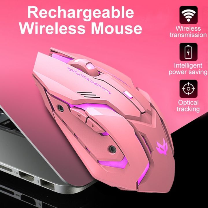 VERNO Gaming wireless mouse rechargeable pink mouse optical mouse USB ...
