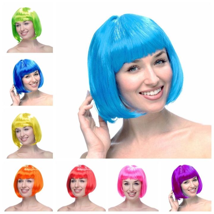 PHANT Colored Women Bobo Wig Pink Funny Cosplay Party Bob Hair ...