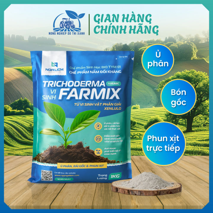 Chế phẩm nấm đối kháng Trichoderma FARMIX - Ủ phân bón gốc và phun xịt (gói 1KG) | Lazada.vn