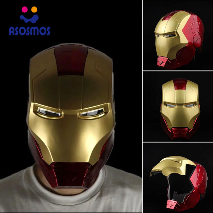 ASM Iron Man Helmet Electronic Iron Man Full Head Helmet LED Iron Man ...