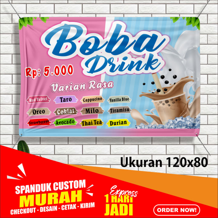Banner Boba, Spanduk Minuman BOBA Ukuran 120x80 cm ( Bayar Ditempat ...