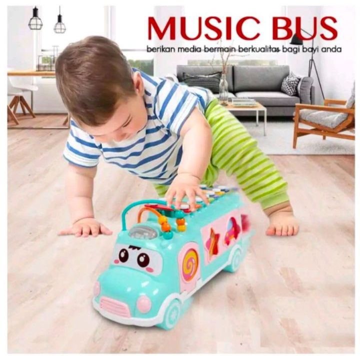COD MAINAN EDUKASI ANAK BABY HAPPY BUS XYLOPHONE 3IN1 PUZZLE / MAINAN ...