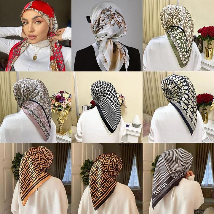 Tudung Square Bawal Satin Printed Cantik Corak Letter Bawal Fashion ...