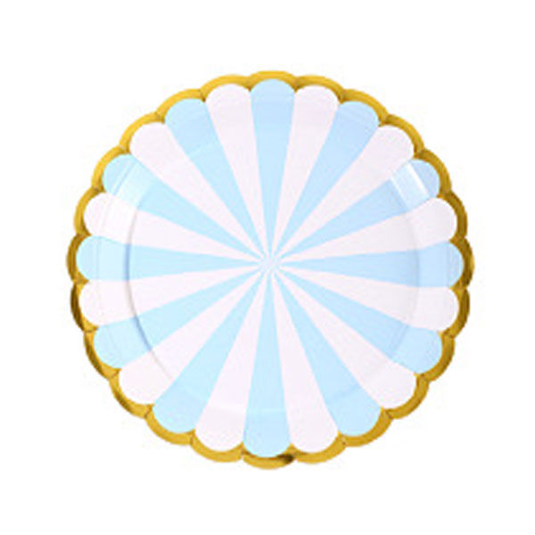 [SG SELLER] 7" Blue Stripes Scallop Paper Plates (10pc) Dessert Table ...