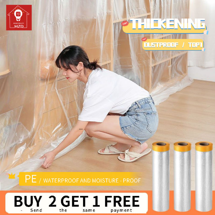 MZD 4.5m X 30m Plastic Dust Cover Protective Plastic Sheet Disposable ...