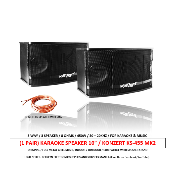 KONZERT KS-455 MK2 / SIZE 10 INCHES / 3 WAY 3 SPEAKER / NEO HORN / 1 PAIR / BASS REFLEX ...