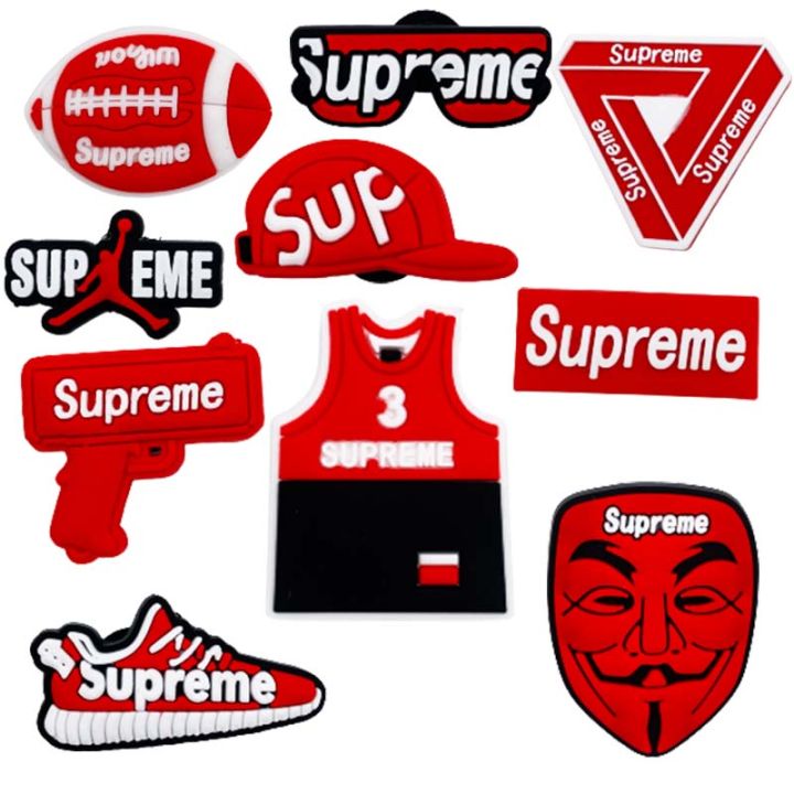 supreme red personality Design Jibbitz Crocs Pins for shoes bags ...