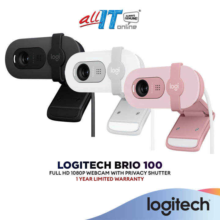 Logitech BRIO 100 Full HD 1080p FHD Webcam - Auto-Light, Privacy ...
