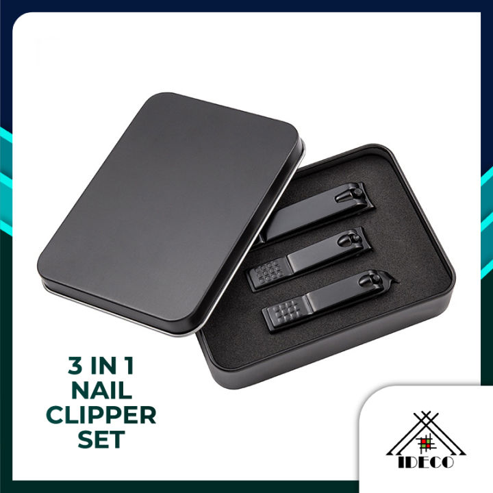 iDECO 3Pcs Nail Clippers Set Stainless Steel Nail Cippers Slant Edge ...