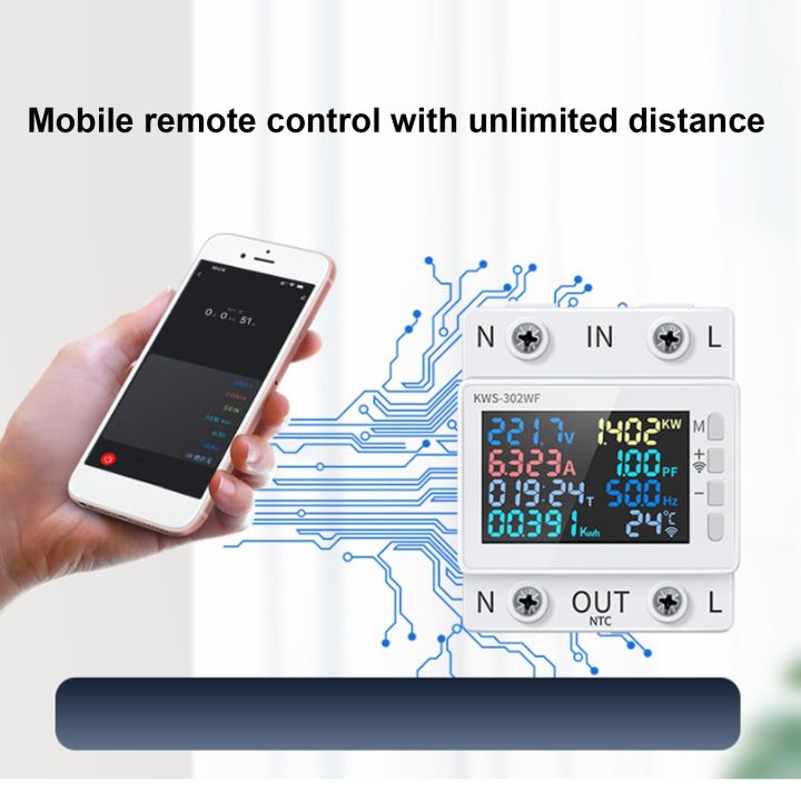 Power Consumption Meter AC170‑270V 63A Wireless Energy Meter for ...