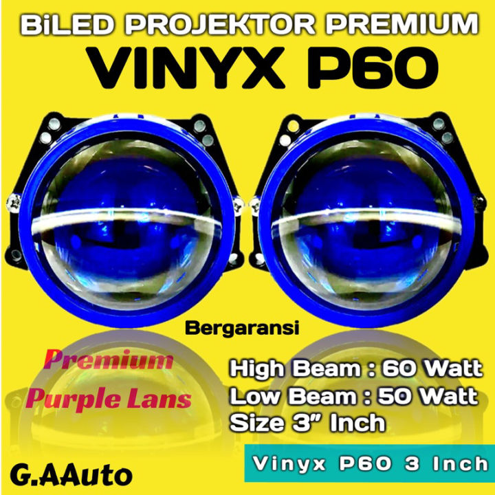 Projector BILED P60 Proji Vinyx P60 3 Inch Lensa Lampu LED Mobil Motor Proji Biled 3 inci ...