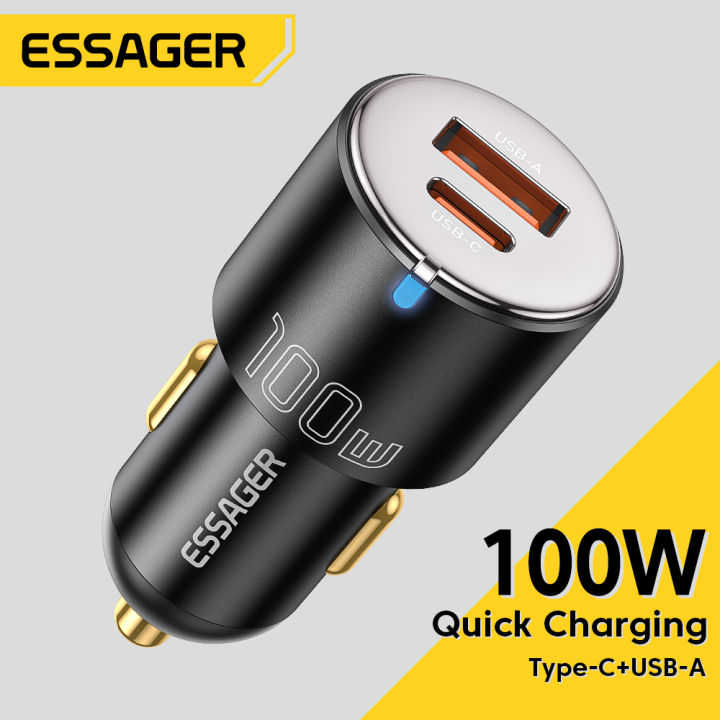 Essager 100W Car Charger Fast Charging Quick Charger A + C QC 3.0 PD 3. ...