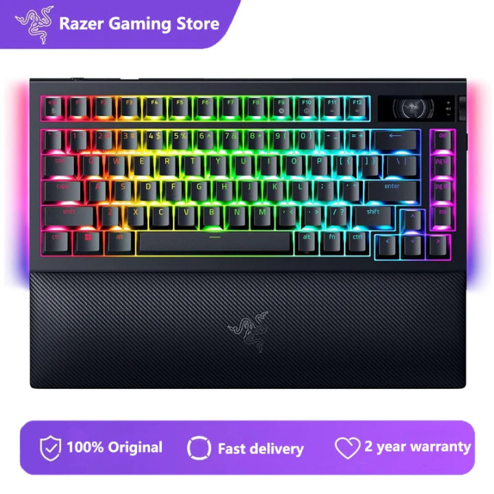 Razer BlackWidow V4 Pro 75% Wireless Gaming Keyboard OLED Display ...