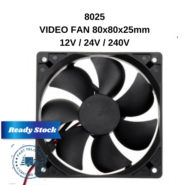 8025 3" Inch Video Fan 80x80x25mm 12VDC / 24VDC 240VAC Quiet Cooling AC ...