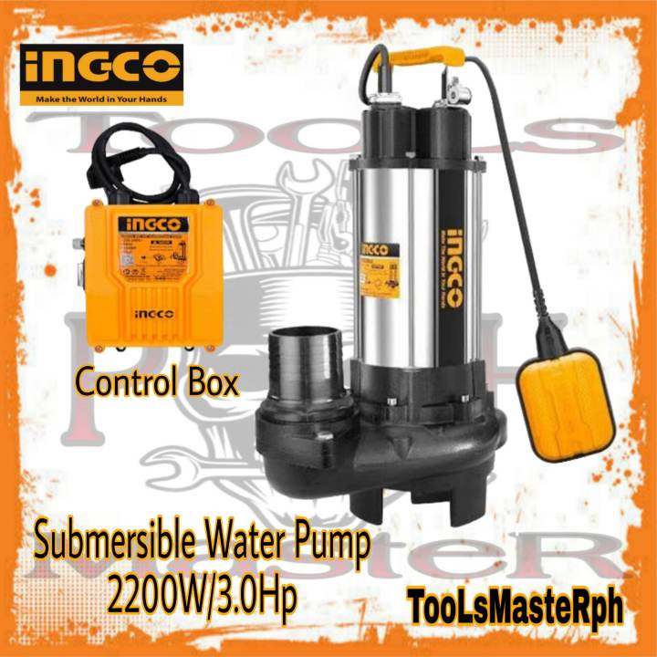 INGCO 2200W/3.0HP Submersible Water Pump SPDB22008-5 with Control Box ...