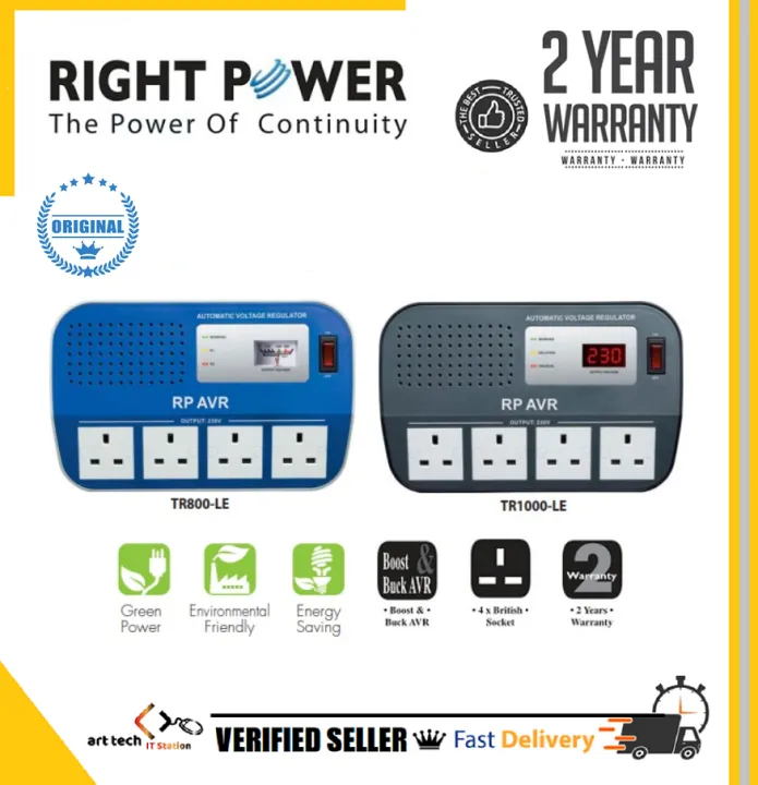 RIGHT POWER AVR 800VA (TR800-LE) / 1000VA (TR1000-LE) AUTOMATIC VOLTAGE ...