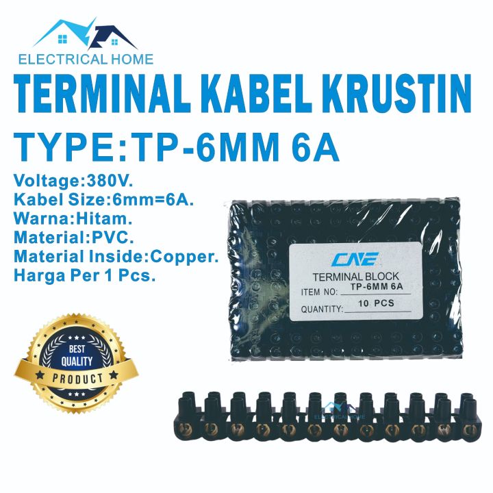 TERMINAL KABEL KRUSTIN 6mm 6A/TERMINAL PLASTIK HITAM | Lazada Indonesia
