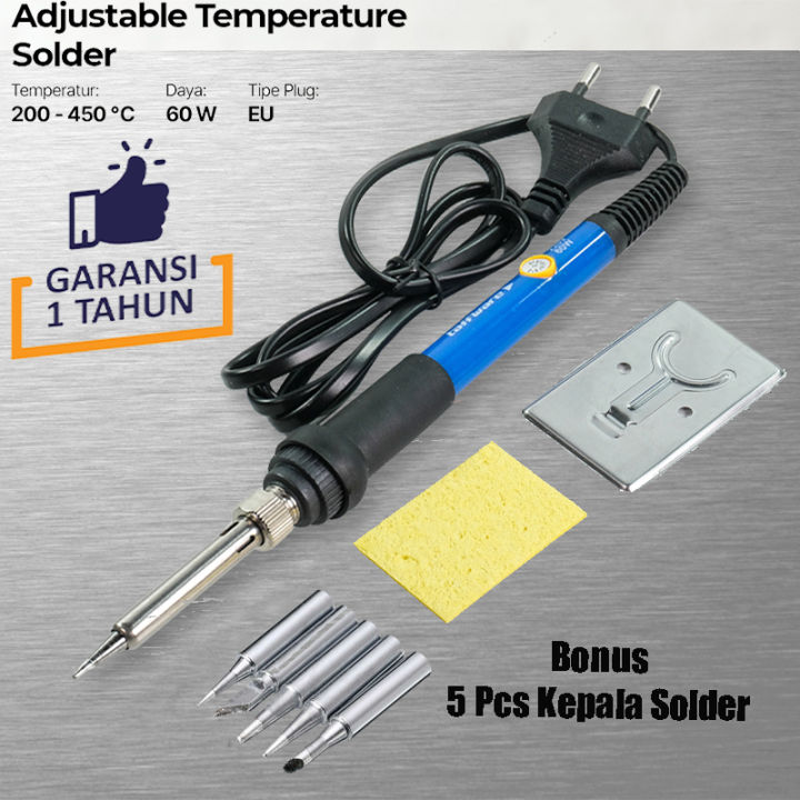Solder Listrik Iron Adjustable Temperature 60W Kawat Timah Alat Pegangan Solder Dan Kaca ...
