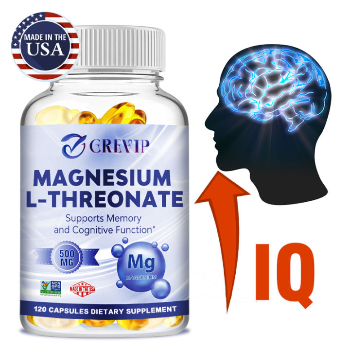 Magnesium L-Threonate Capsules 500 mg Natural Rice Extract ...