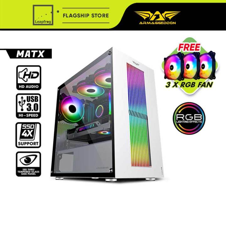 Armaggeddon Tron VII MATX PC Case | ARGB Aura Sync Led Strip | Free 3 Unit RGB Fan | Lazada