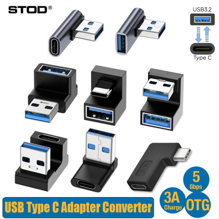 STOD OTG USB C to USB Adapter Converter Fast Charging Connector Elbow ...