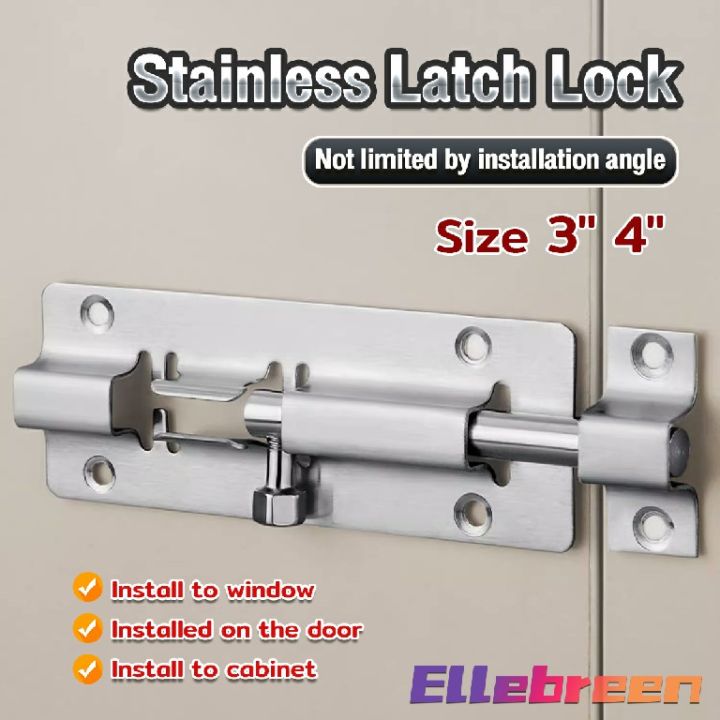 3"/4" Stainless Latch Lock Sliding Lock Door Locks Anti-Theft Security ...