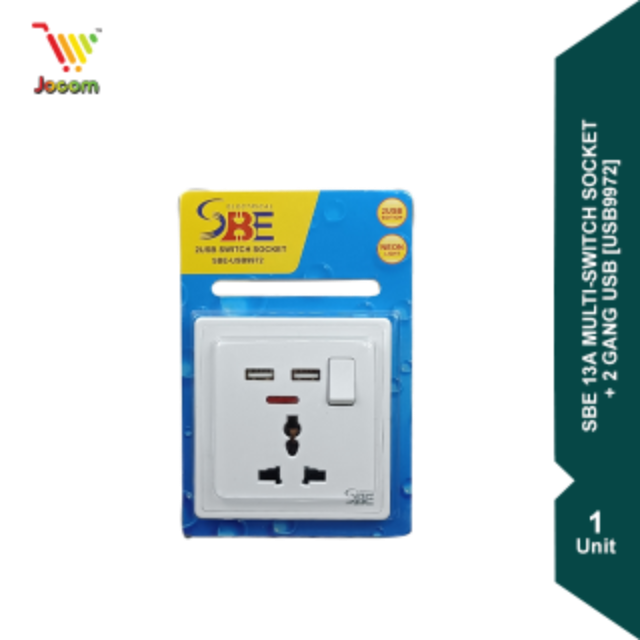 SBE 13A Multi-Switch Socket + 2 Gang USB [USB9972] | Lazada