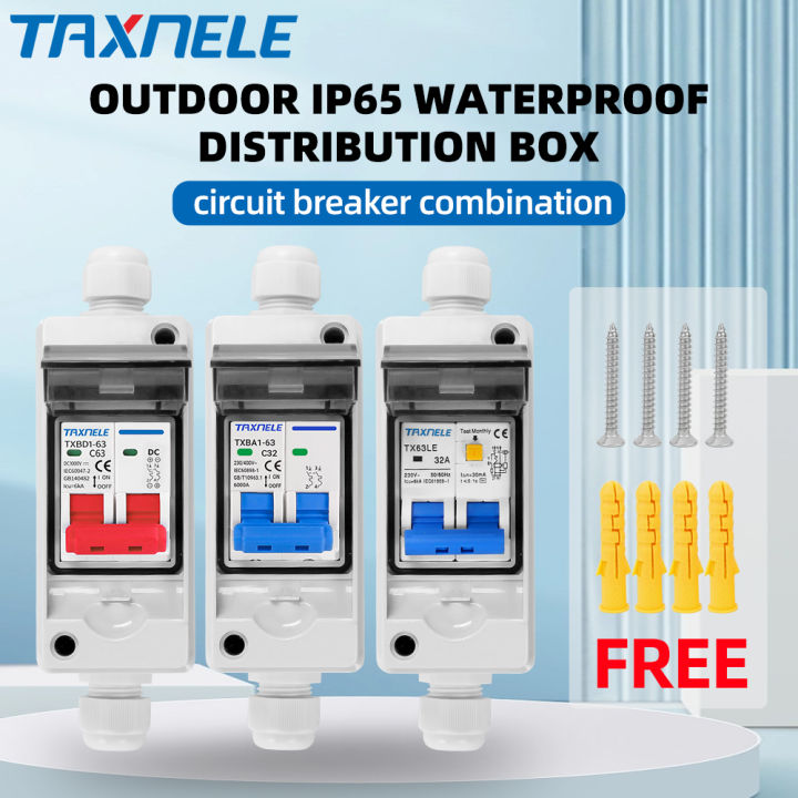 HT Waterproof Box AC DC Solar Circuit Breaker MCB 63A RCBO PC Plastic ...