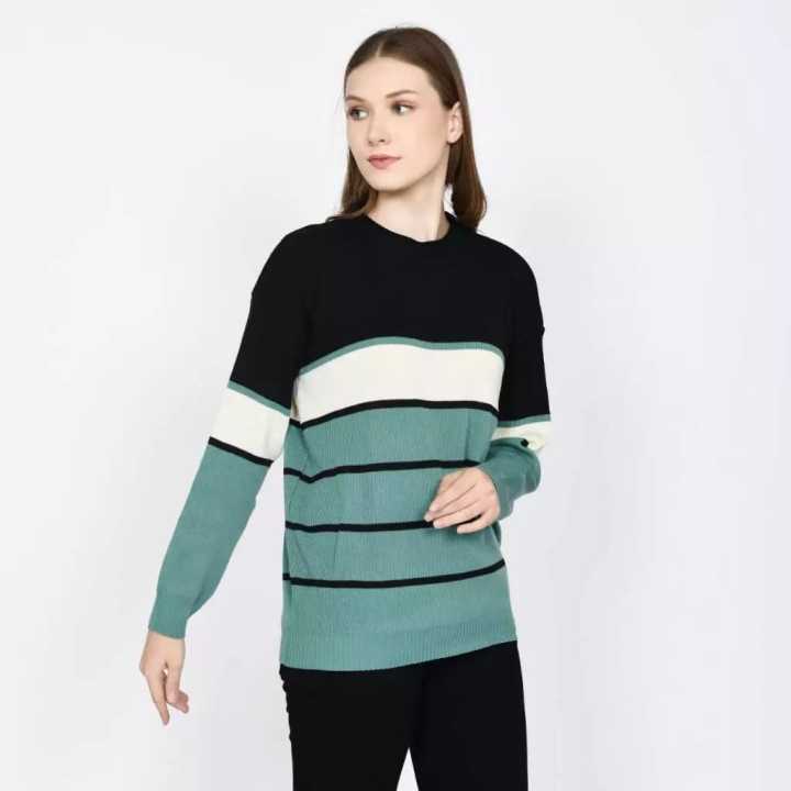 SWEATER JESICA BLOUS RAJUT STRIP BLASTER/ATASAN RAJUT WANITA STRIPE LENGAN PANJANG | Lazada ...