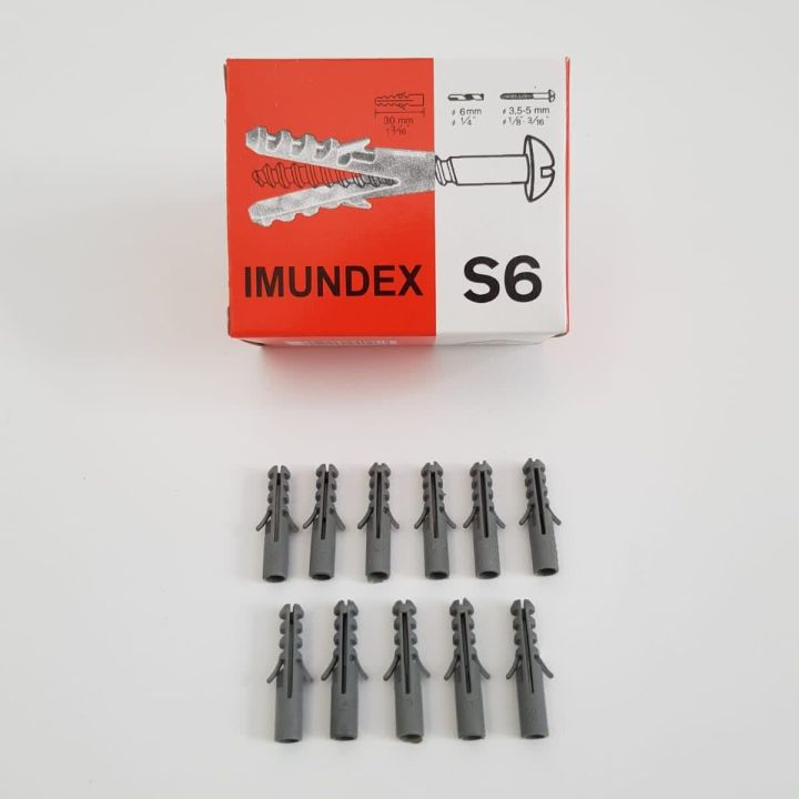 IMUNDEX - Fisher S6 Isi 100pcs Fiser Viser Piser Visher Tanam Lubang Dinding 6mm 6 mm ASLI ...