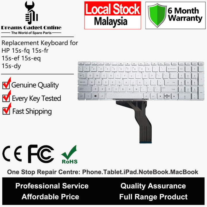 Replacement Laptop Keyboard for HP 15s-fq 15s-fr 15s-ef 15s-eq 15s-dy ...