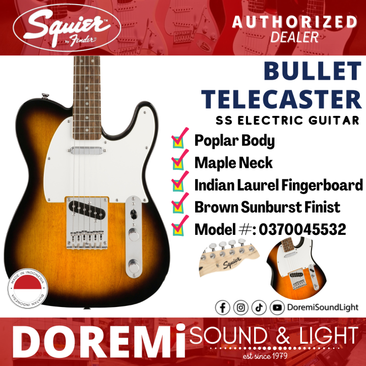 SQUIER BULLET TELECASTER ELECTRIC GUITAR, LAUREL FB, BROWN SUNBURST ...