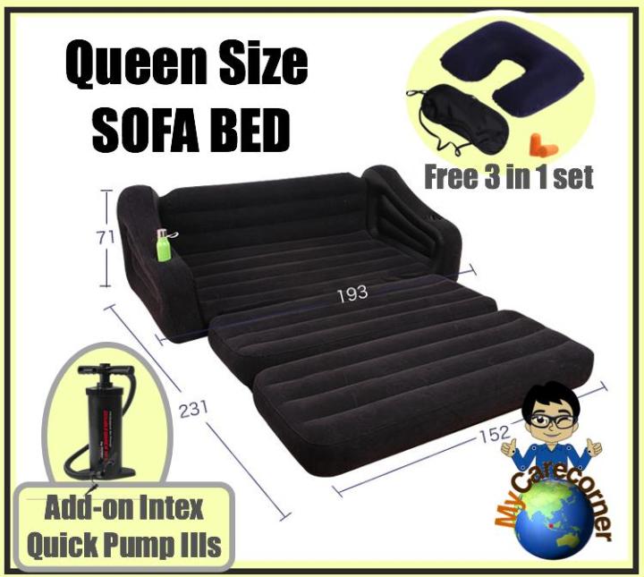 Intex Inflatable Sofa Couch AIR BED Mattress Pull Out Sofa Bed (Free 3 ...