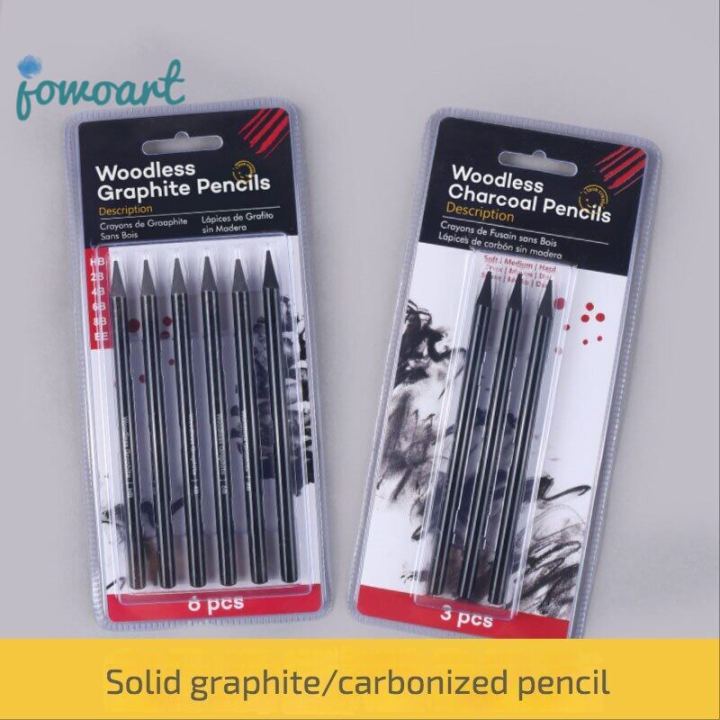 Jowoart 3/6 pcs Carbonized pencil set soft medium hard charcoal full ...