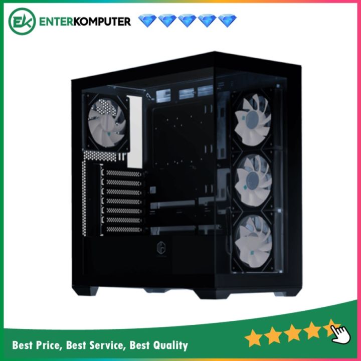 Casing CUBE GAMING PREMIUM SHIVA BLACK - ATX Gaming Case - Free 3Pcs ...