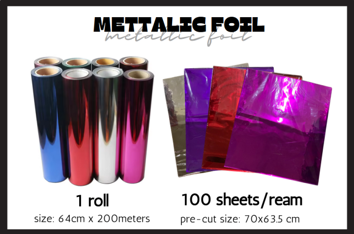 Metallic Foil - Glossy Metallic Foil sold per 200m roll and pre-cut ...