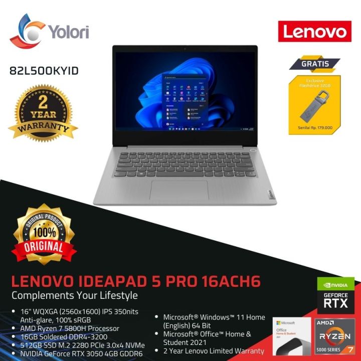Lenovo IdeaPad 5 Pro 16ACH6 R7-5800H 16GB 512GB Nvidia RTX 3050 4GB ...