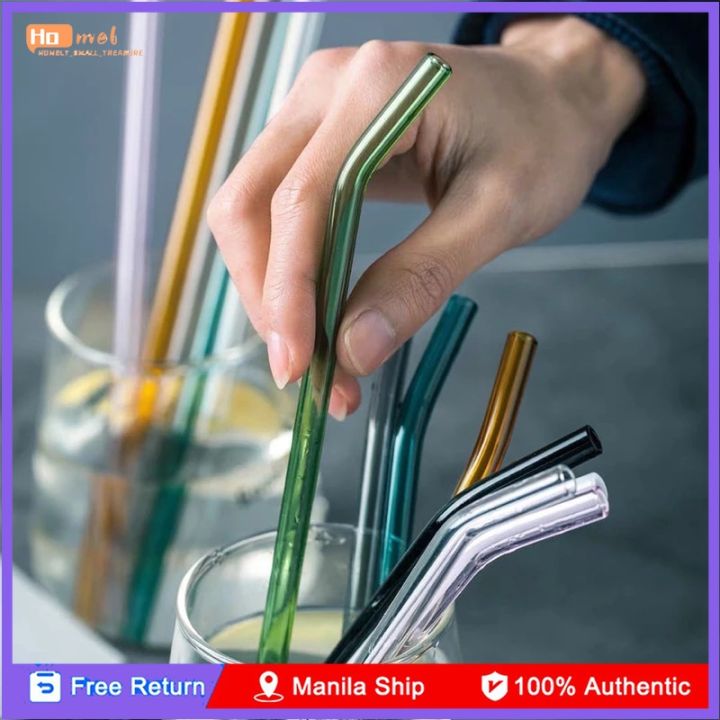 10pcs Reusable Glass Straw Straight/Elbow Clear Glass Stirrer for ...